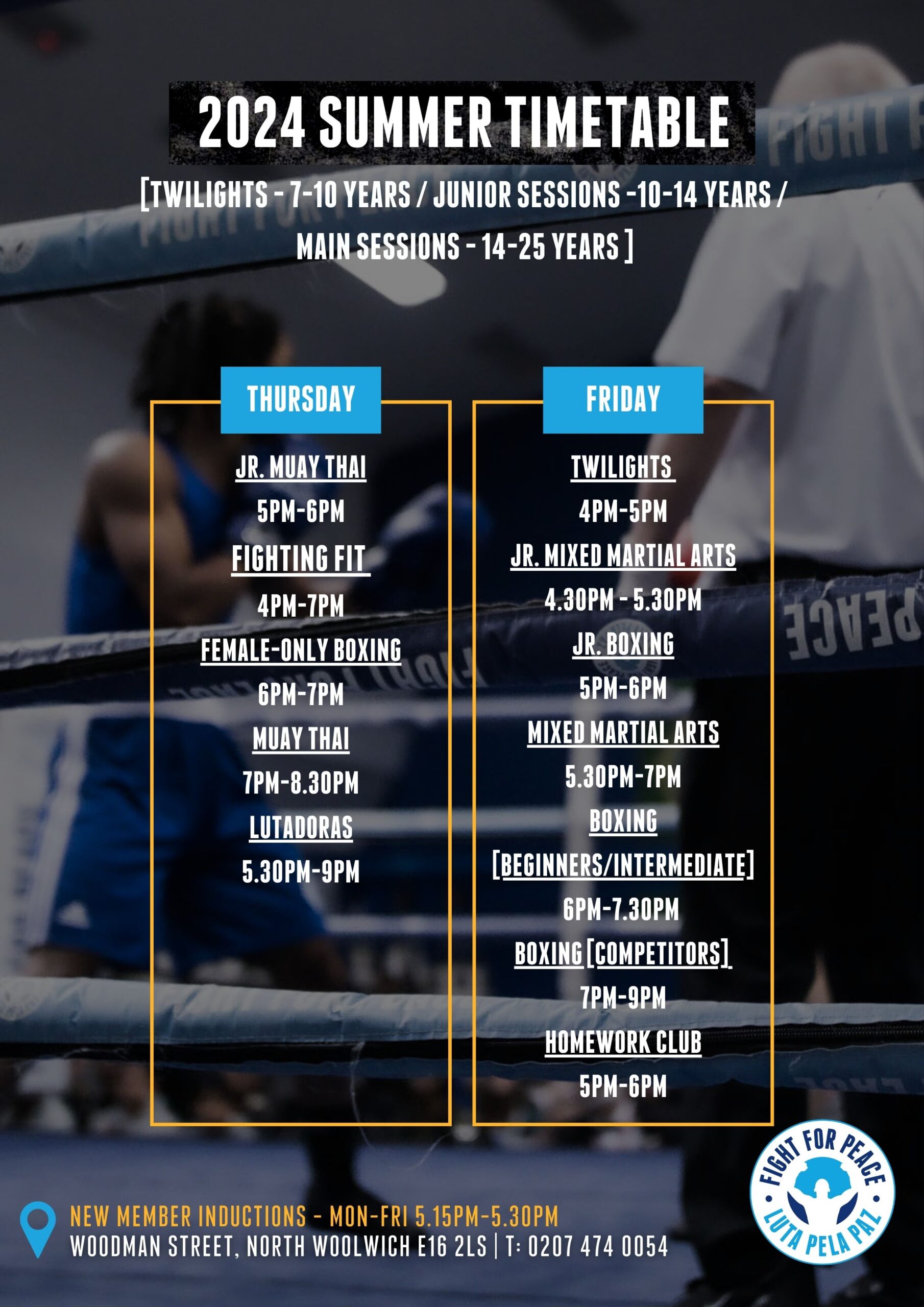 TIMETABLE – Fight for Peace